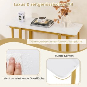 Costway Konzolový stůl úzký moderní s mramorovým vzhledem – 107 × 40 × 79,5 cm