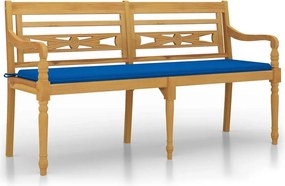 Lavice Batavia s královsky modrou poduškou 150 cm masivní teak 3100836