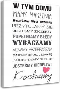 Obraz na plátně V tomto domě typografie 80x120