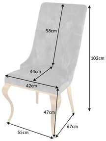 Designová židle Rococo Lví hlava šedá / zlatá