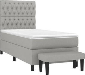 Box spring postel s matrací světle šedá 90x190 cm textil 3136797
