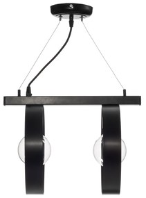 Light for home - Závěsné svítidlo na kovové liště na dvě žárovky  14602 "Industrial Elegance", 2x60W, E27, Černá