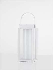 NV 9002861 Venkovní stolní lampa VERHAAL bílý hliník a čiré sklo LED 2W 3000K 3,7V 360st. IP54 solární / USB kabel / vypínač na těle - NOVA LUCE