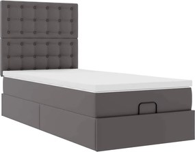 Osmanský postel s matrací šedý 90x190cm cm umělá kůže 3312979