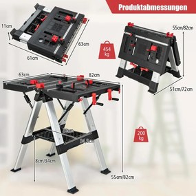 Costway Skládací pracovní stůl výškově nastavitelný, 55 - 82 cm TH10046RE