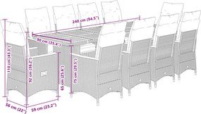 11dílný zahradní bistro set s poduškami šedý polyratan 3277270