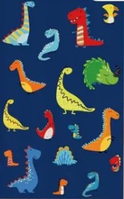 Velká plážová osuška/ručník z mikrovlákna Dinosauři 70x140cm modrý