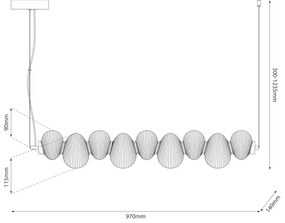 LED Lustr na lanku BOLLA LED/32W/230V zlatá/kouřová béžová