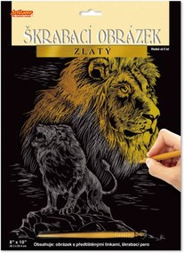 _Ostatní 1_ Obrázek vyškrabovací Zvířáta zlatý kreativní set se škrabacím perem 3 druhy 22988752