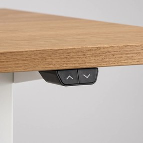 Výškově nastavitelný stůl OfficeTech A, 120 x 80 cm, bílá podnož, buk