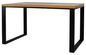Drewmax ST373 – Jídelní stůl z masivního dubu 160x90x75cm – Dub přírodní – Černý kov