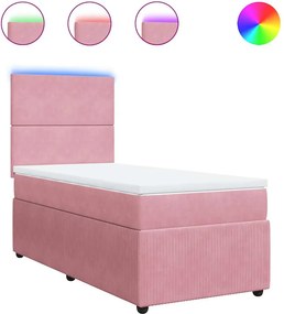 Box spring postel s matrací růžová 90x190 cm samet 3294513