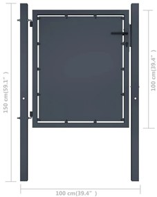 vidaXL Marketos Zahradní brána ocelová 100 x 100 cm antracitová