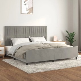 Rám postele bez matrace světle šedý 200 x 200 cm samet 3125897