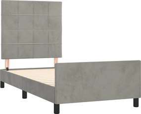 Rám postele bez matrace světle šedá 100 x 200 cm samet 3125739