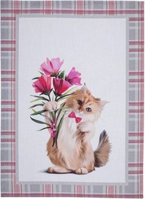 Kuchyňské utěrky KOŤÁTKA V KVĚTECH 50 x 70 cm 2 ks