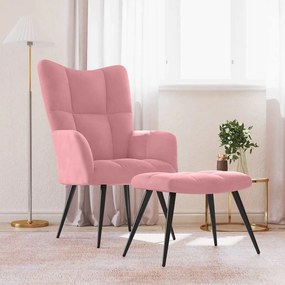 Relaxační křeslo se stoličkou růžové samet 328088