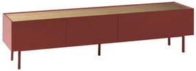 OnaDnes -20% Tmavě červený dubový TV stolek Teulat Arista 180 x 40 cm