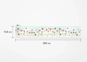 Dětská samolepící bordura na zeď Letní Květinová Kresba | 5 m x 13.8 cm | DWBD8509