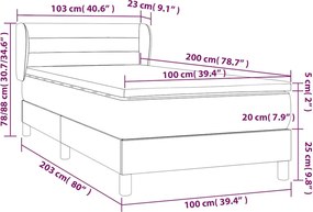 Box spring postel s matrací světle šedá 100x200 cm samet 3127535
