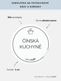 Samolepka na kořenky ČÍNSKÁ KUCHYNĚ bílá 5 cm základní písmo