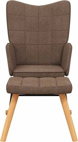 Houpací křeslo se stoličkou hnědé textil 328021