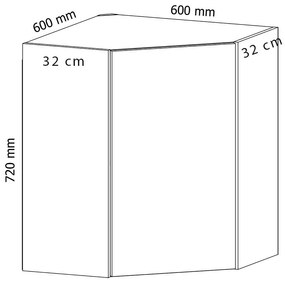 ASPEN gr | horní skříňka G60N rohová | šedá lesk