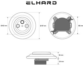 Elhard Kulatá keramická TV+R+SAT zásuvka koncová, bílá KV2012W