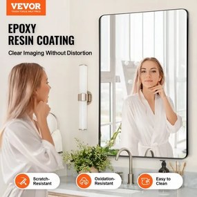 čtvercové nástěnné zrcadlo 61 × 91,4 cm zrcadlo s rámem z hliníkové slitiny
