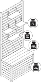 Tchibo - Balkonová lavice s pohledovou ochranou a úložným prostorem - barva: hnědá