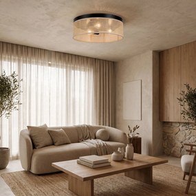 Toolight Toolight, APP1902-3C, stropní svítidlo plafon s ratanovým stínítkem, Ø 40 cm, 3× E27, hnědá, OSW-63001