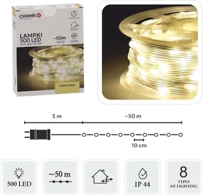 Světelný řetěz - světelný had 500 LED micro 50m Teplá bílá