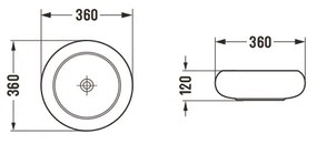 Mexen Lola umyvadlo na desku 36 x 36 x 12 cm, bílá, 22213600