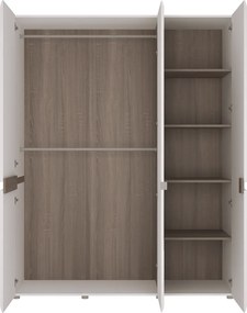 Skříň, bílá extra vysoký lesk HG / dub sonoma tmavý truflový, LYNATET TYP 22