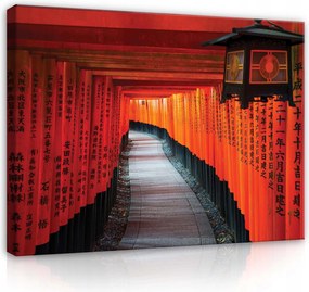 Obraz 80x60 Červená brána Torii tunel Japonsko Fushimi Inari cesta