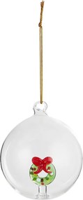 HANG ON Skleněná koule věnec 9 cm - čirá