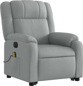 Elektrické zvedací masážní polohovací křeslo světle šedé textil 3205238