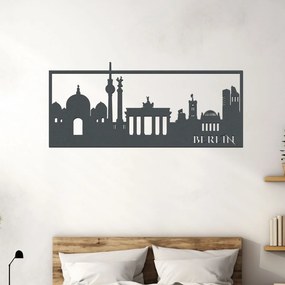 dřevo života Dřevěná dekorace na zeď BERLIN Zvolte rozměr (cm): 80x37, Zvolte barvu dekoru: Antracitová