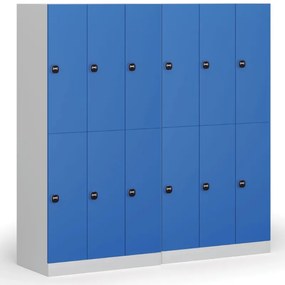 Šatní skříňka S1 s úložnými boxy, 6 boxů, 1850 x 900 x 500 mm, RFID zámek, zelené dveře