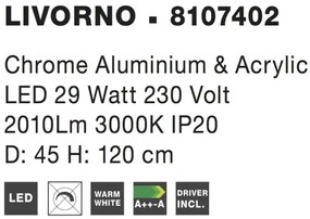 LED lustr Livorno 45 Chrome