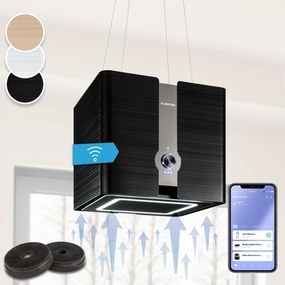 Klarstein Futurelight Smart, digestoř, 45 cm, ostrůvková, 413 m³/h, LED, nerezová ocel, černá