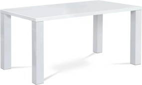 Jídelní stůl 120x80x76 cm, vysoký lesk – deska pro čtyři osoby bílá