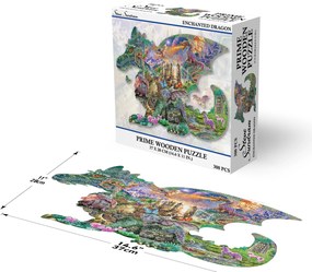PRIME 3D Dřevěné PUZZLE - Začarovaní draci 300 dílků