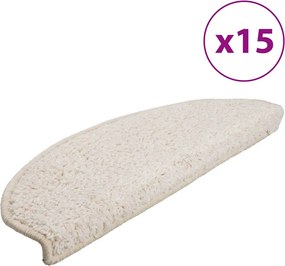 Schodové rohože 15 ks 65 x 21 x 4 cm bílé, půlkulaté, velké 133906