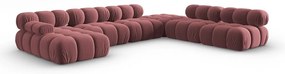 Růžová sametová pohovka 379 cm Bellis – Micadoni Home