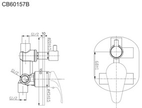 Mereo Sonáta sprchová podomítková baterie s trojcestným přepínačem Mbox oválný kryt mosaz chrom CB60157B