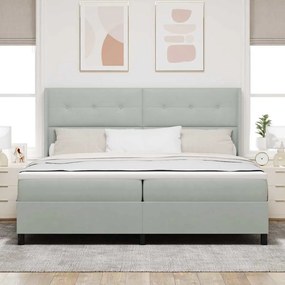 Postel s boxspringem s čelo Světle šedá 200 x 200 cm samet 3342026