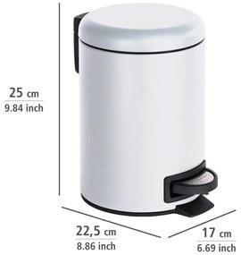 Wenko Pedálový odpadkový koš Leman 3 l, bílá, 3 l
