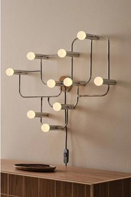 Bílé/v leskle stříbrné barvě kovové stmívatelné nástěnné svítidlo do zásuvky Geometric – Jotex