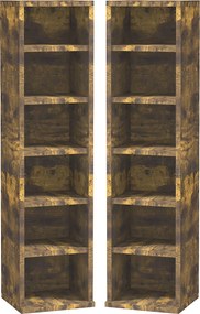 HOMCOM Sada 2 sloupkových polic CD-DVD skříň se 6 + 6 přihrádkami 21 x 22,5 x 88,5 cm maximální kapacita 204 CD rustikální hnědá